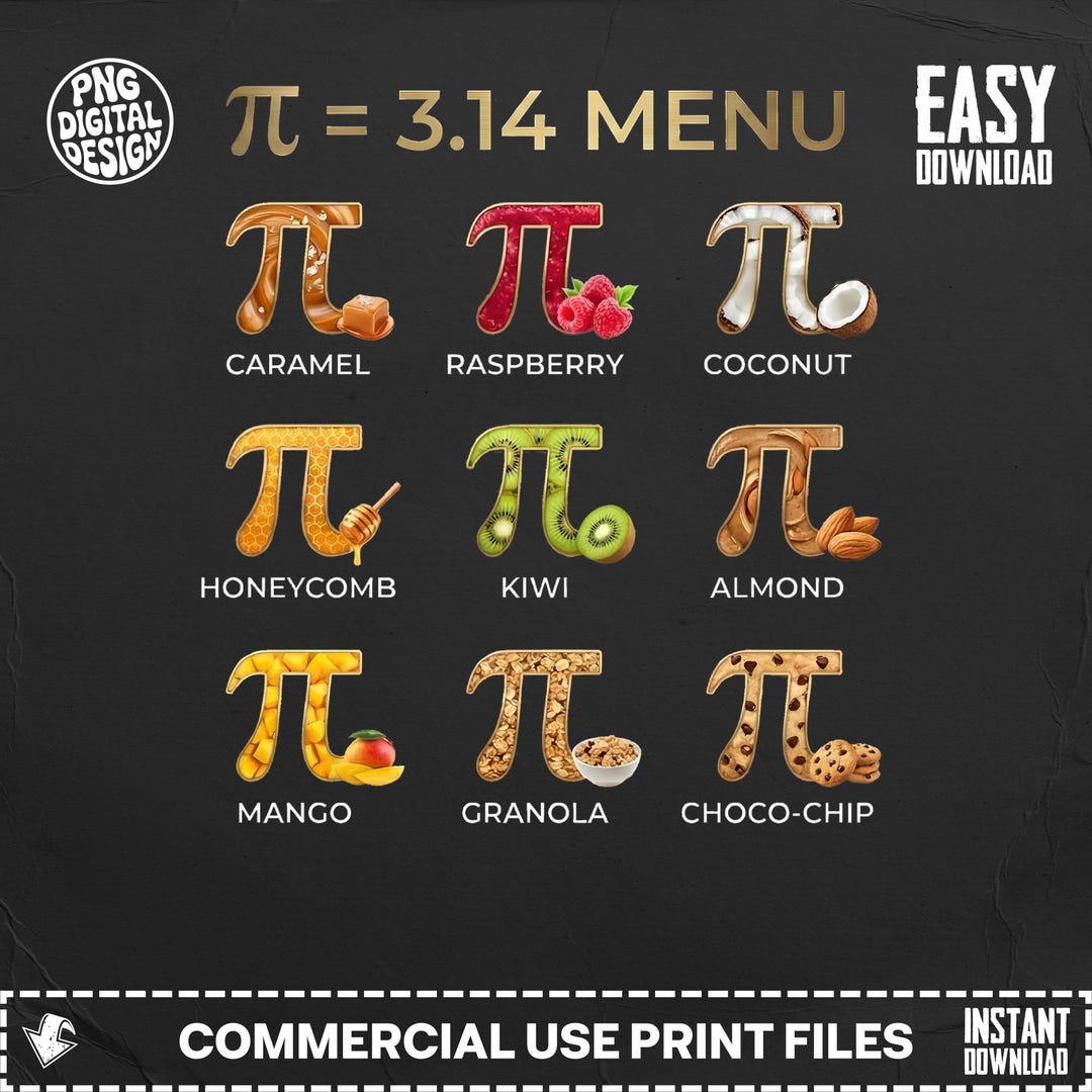 Pi Day Menu Digital Design, 3.14 Pi Symbol PNG, Gourmet Flavors Clipart ...