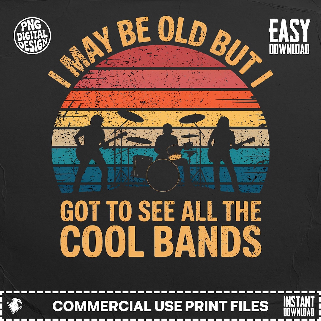 Cool Bands PNG, Retro Music Design, Digital Download, Rock Band Clipart ...