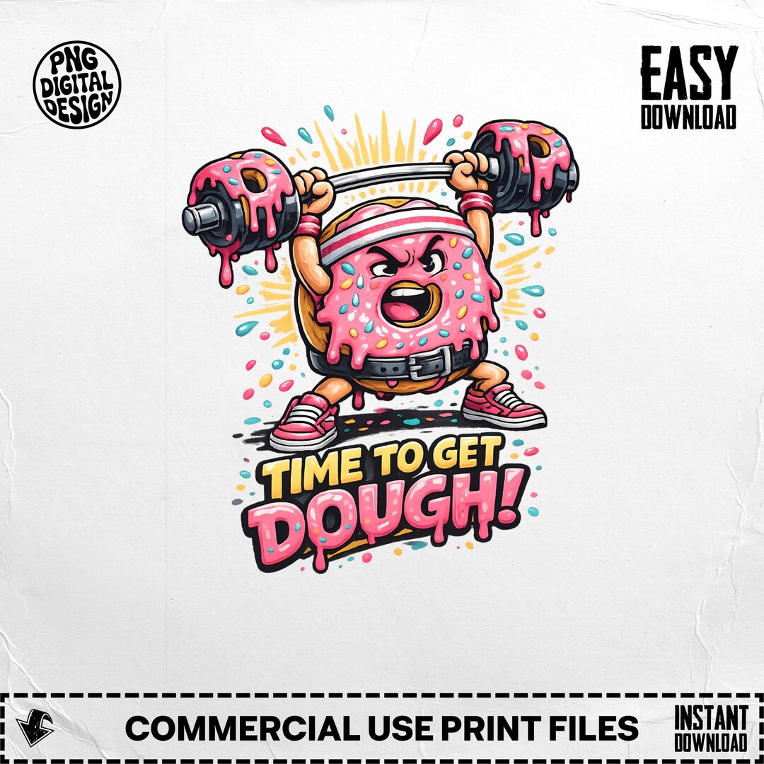 Donut Gym Digital PNG, Fitness Clipart, Funny Workout Design ...