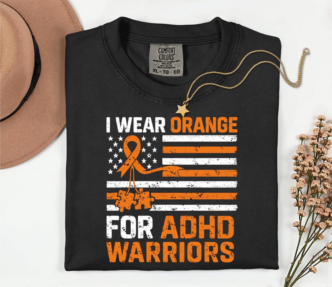 ADHD Awareness Png | I Wear Orange for ADHD Warriors | Orange Ribbon ...