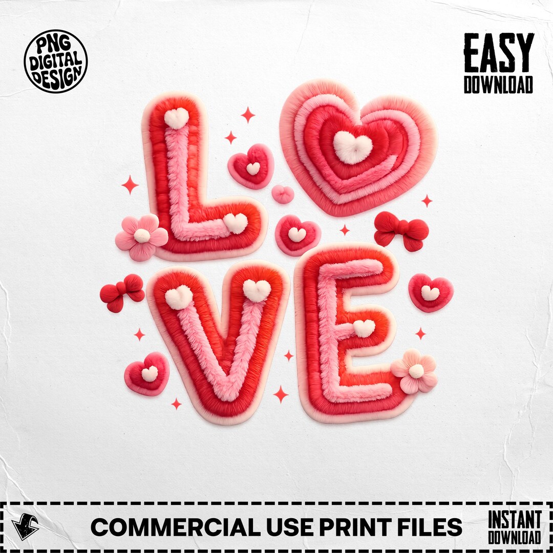 Love PNG, Valentine Digital Download, Heart Graphic, Pink Red Design ...