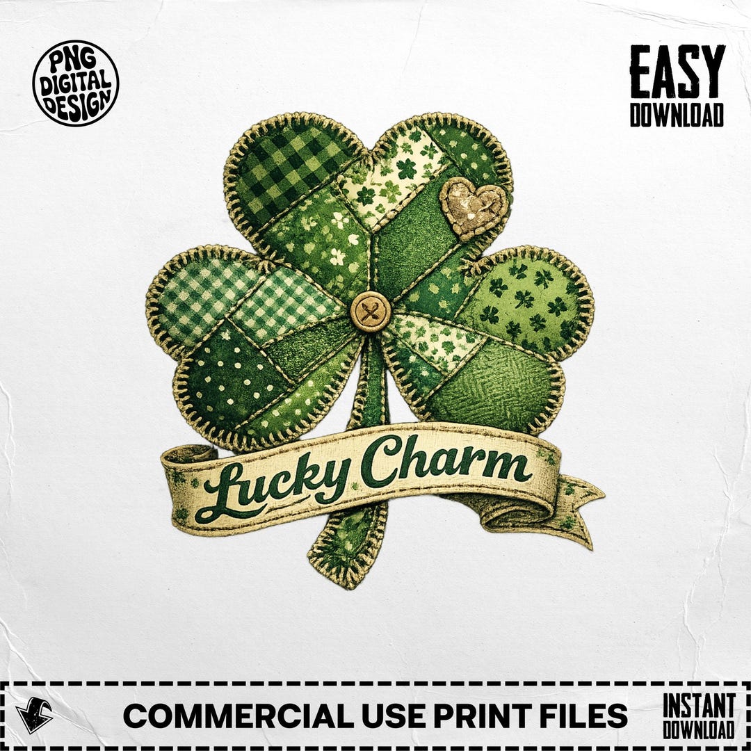St Patrick Day Shamrock Digital PNG, Lucky Charm Clipart, Irish Decor ...