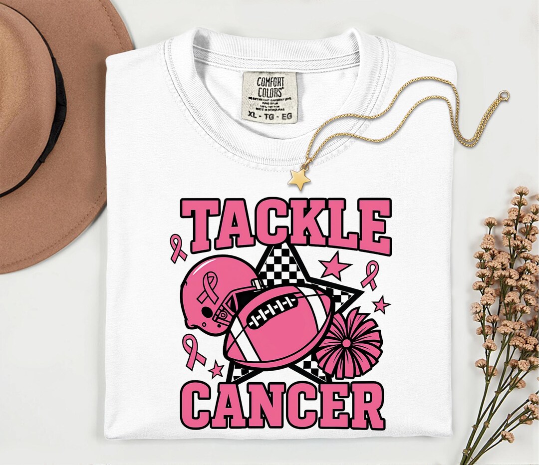 Tackle Cancer PNG | Football Breast Cancer Awareness Sublimation Design ...