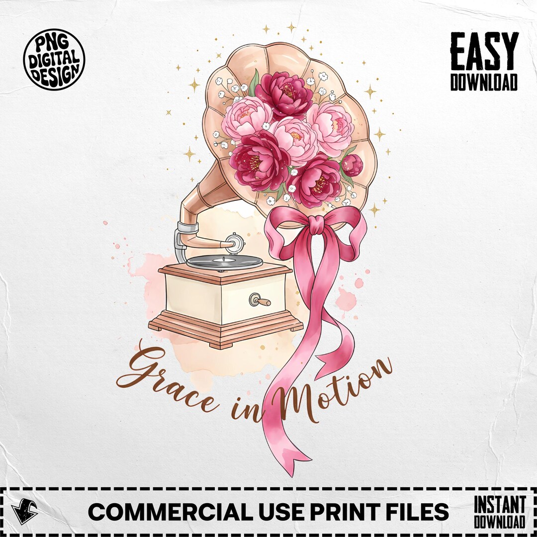 Digital Gramophone PNG, Flower Bouquet Art, Grace in Motion Design ...