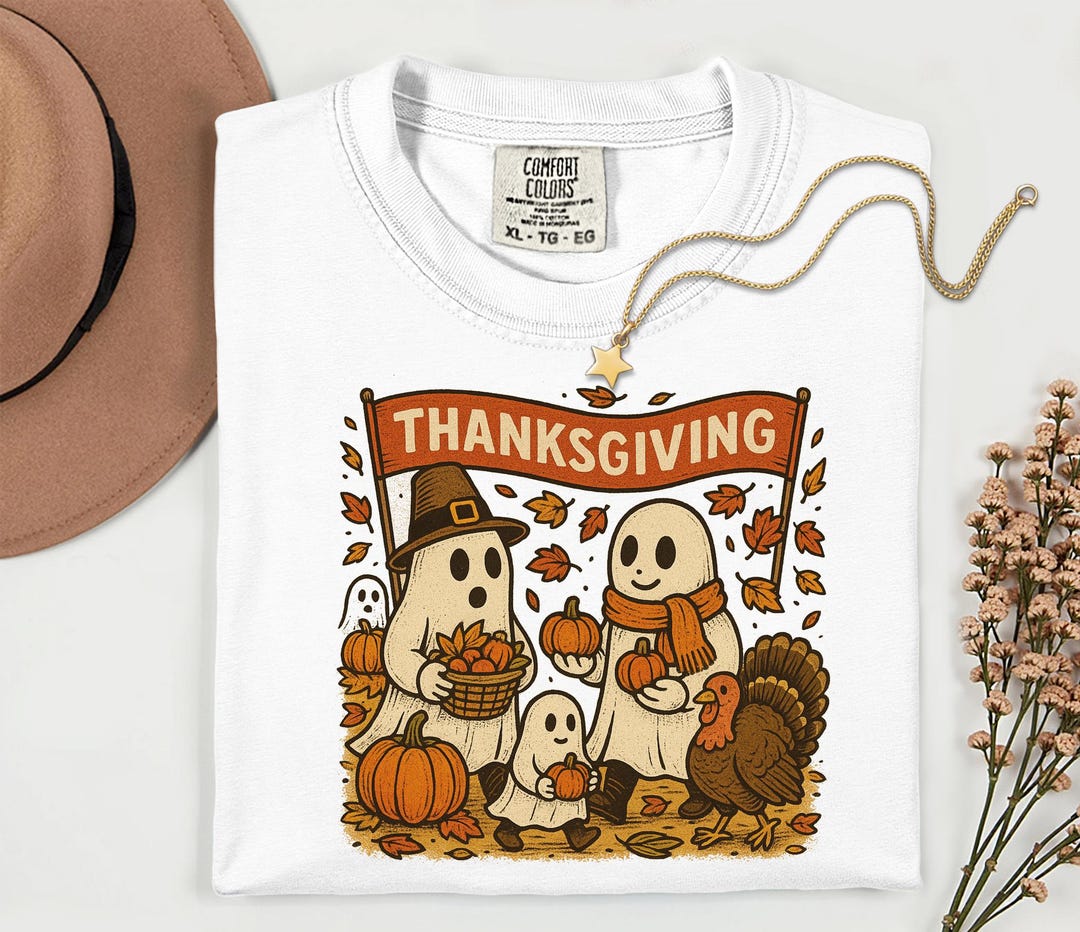 Thanksgiving Ghost PNG | Cute Ghost Family With Pumpkins | Fall Turkey ...