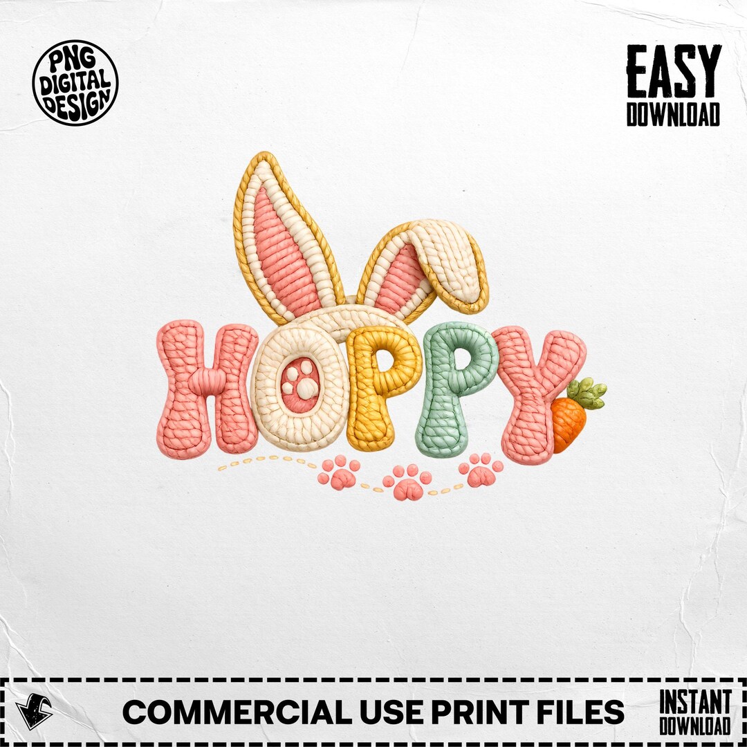 Hoppy Easter PNG, Bunny Ears Digital Download, Easter Design, Spring ...