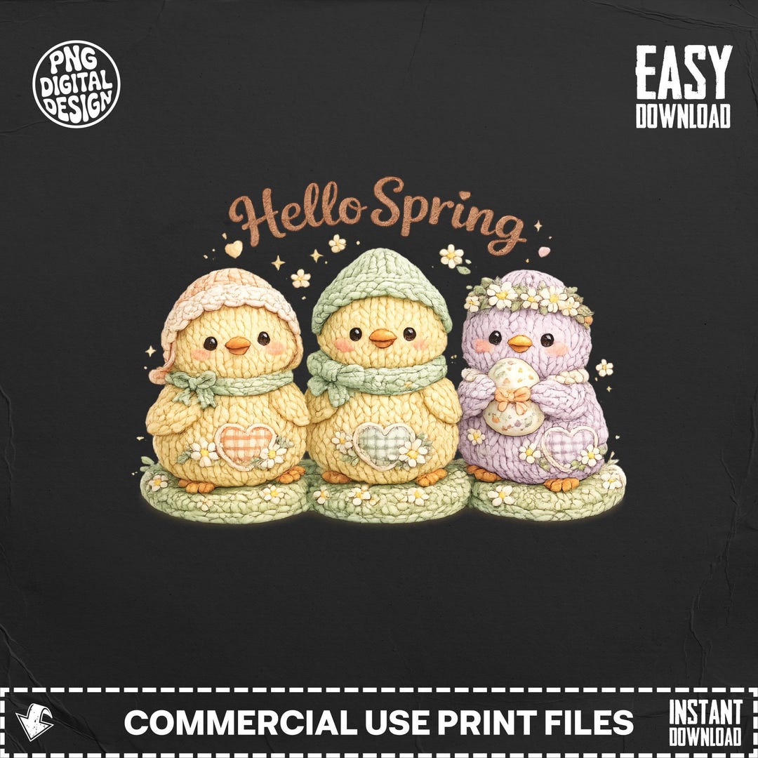 Cute Spring Chicks PNG, Hello Spring Faux Yarn, Easter Chick Clip Art ...