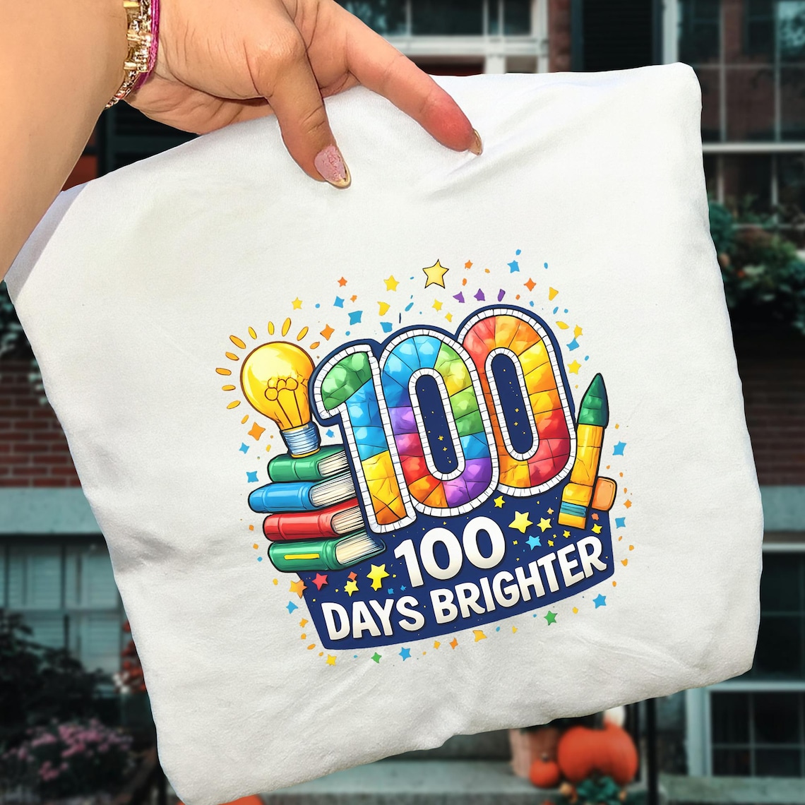 100 Days Brighter PNG, School Digital Download, Teacher Clipart, 100th ...