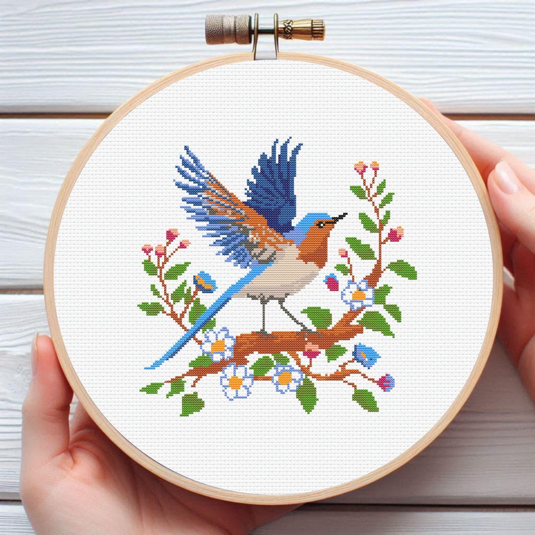 Blue Bird Cross Stitch Pattern - Downloadable Digital Printed PDF ...