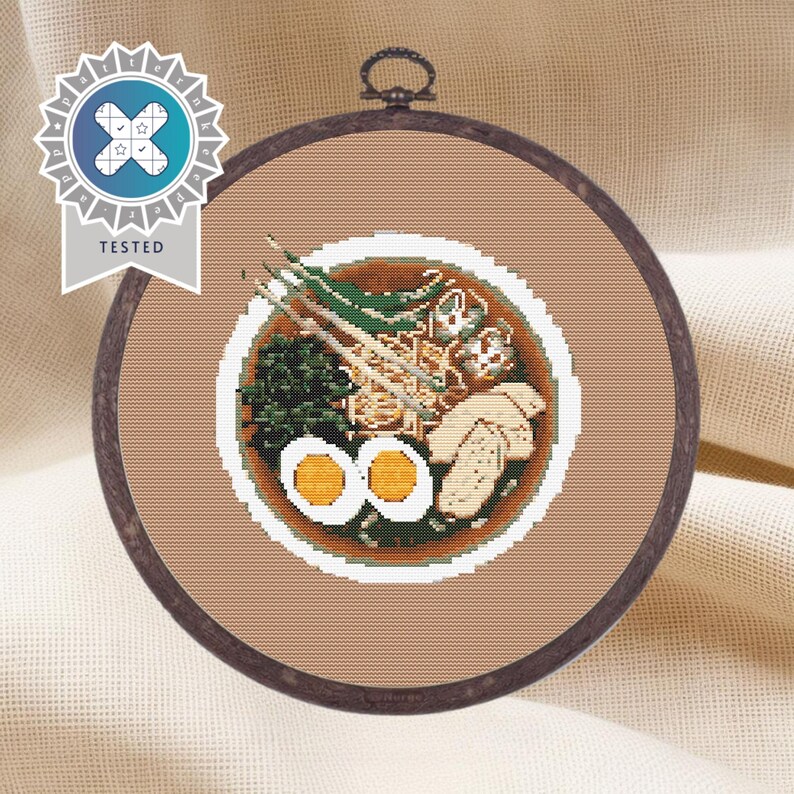 Ramen Bowl Cross Stitch Pattern - Japanese Food Embroidery (PDF ...