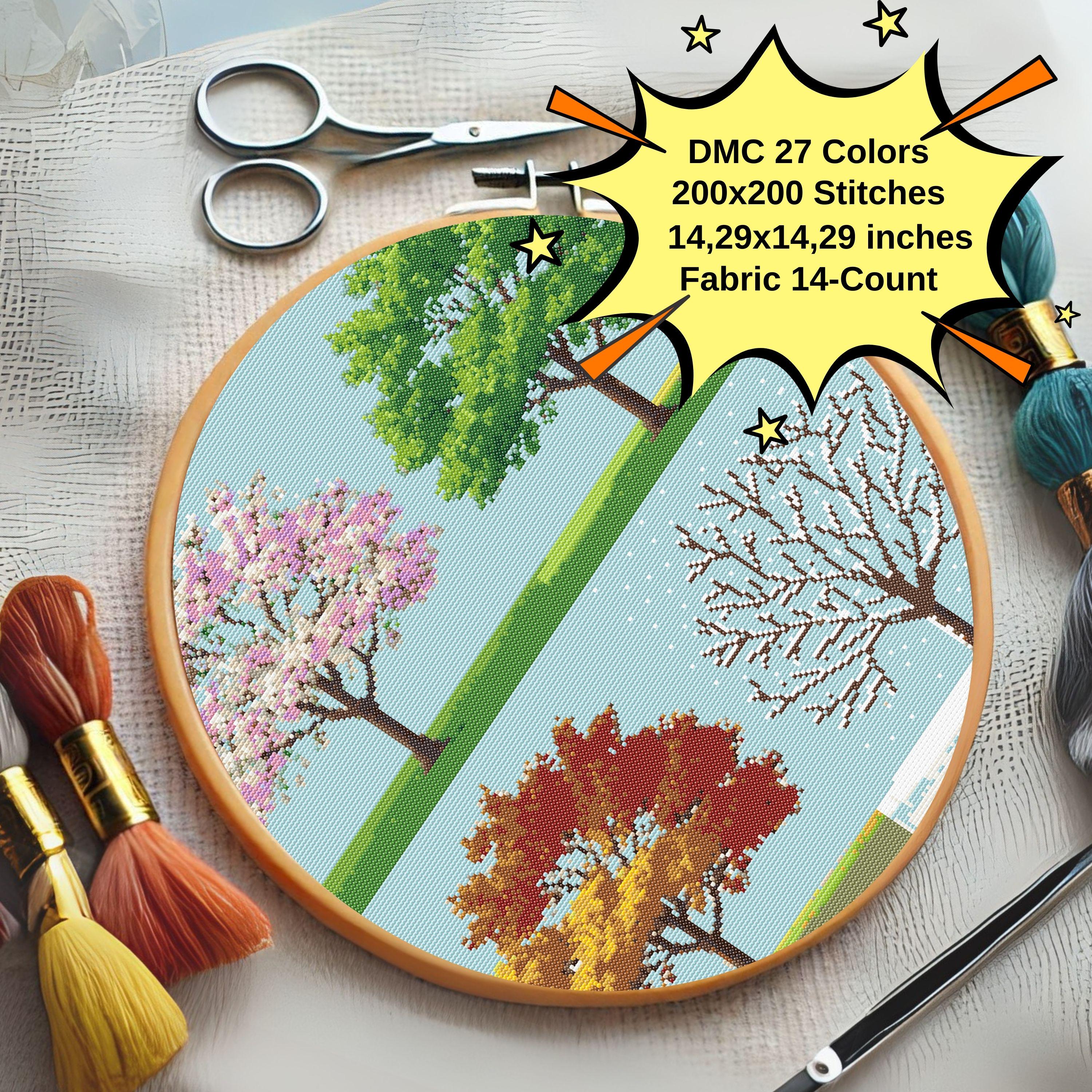 Tree in Four Seasons Stitch Pattern - Downloadable Digital Printed PDF ...