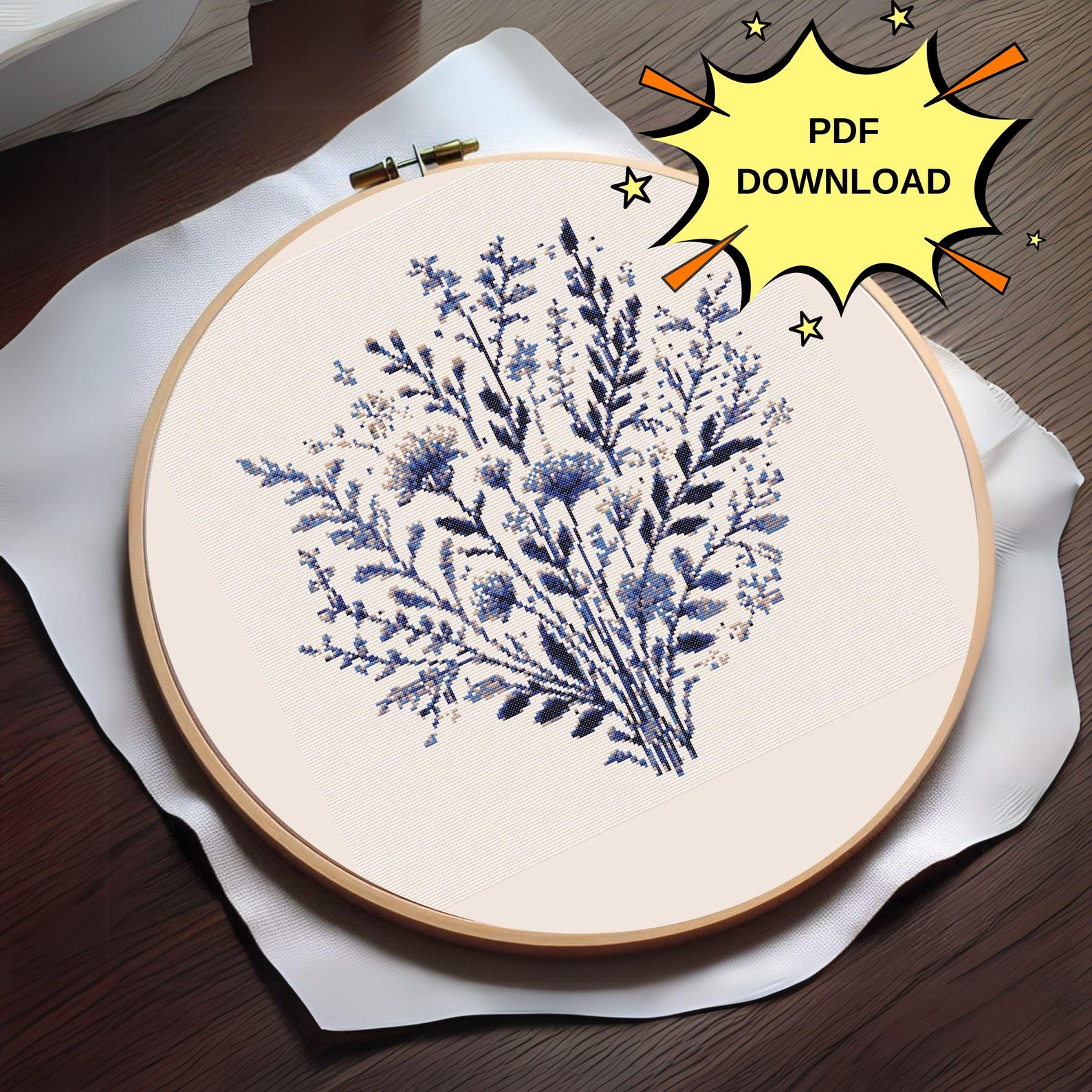 Simple Flowers Cross Stitch Pattern. Downloadable Digital Printed PDF ...