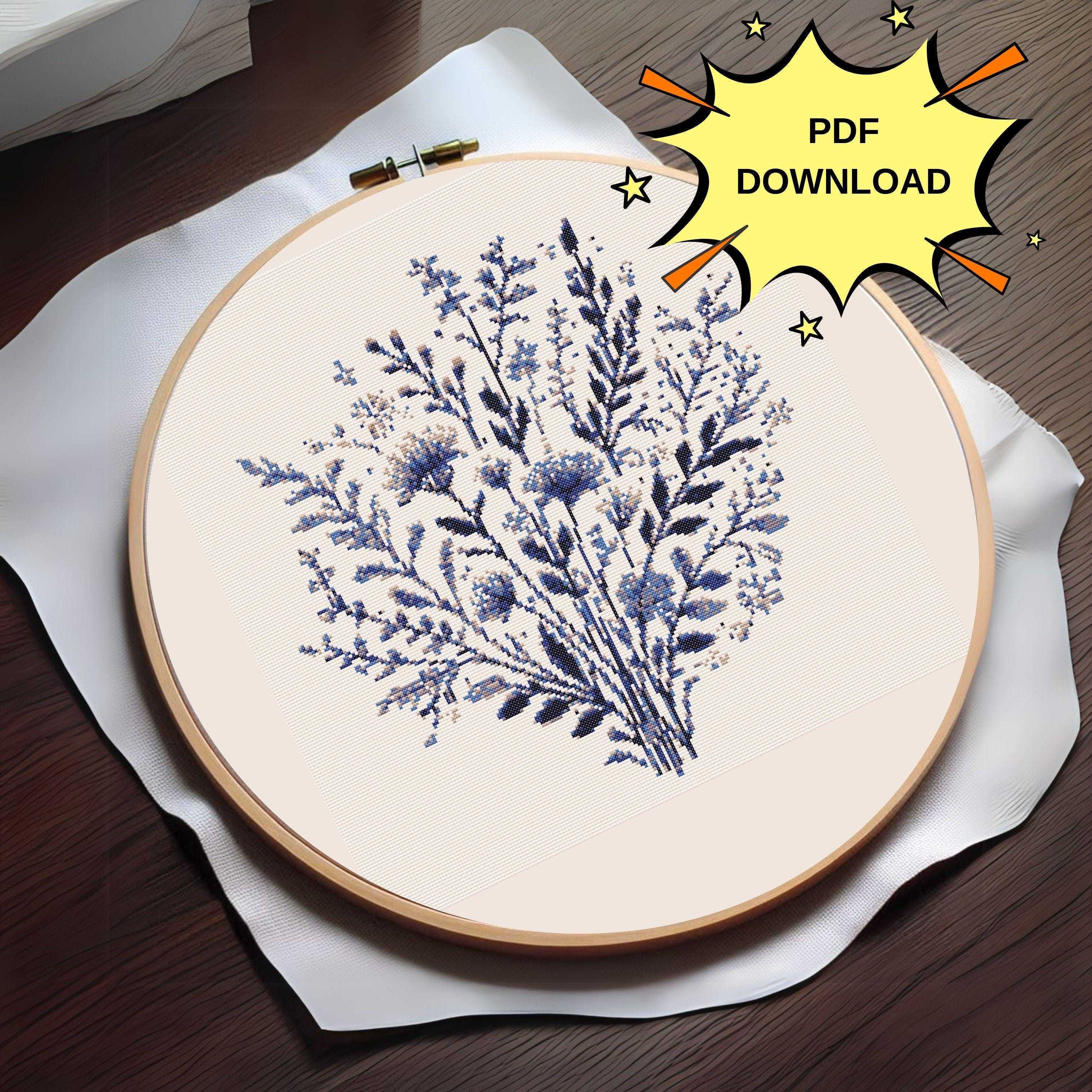 Simple Flowers Cross Stitch Pattern. Downloadable Digital Printed PDF ...