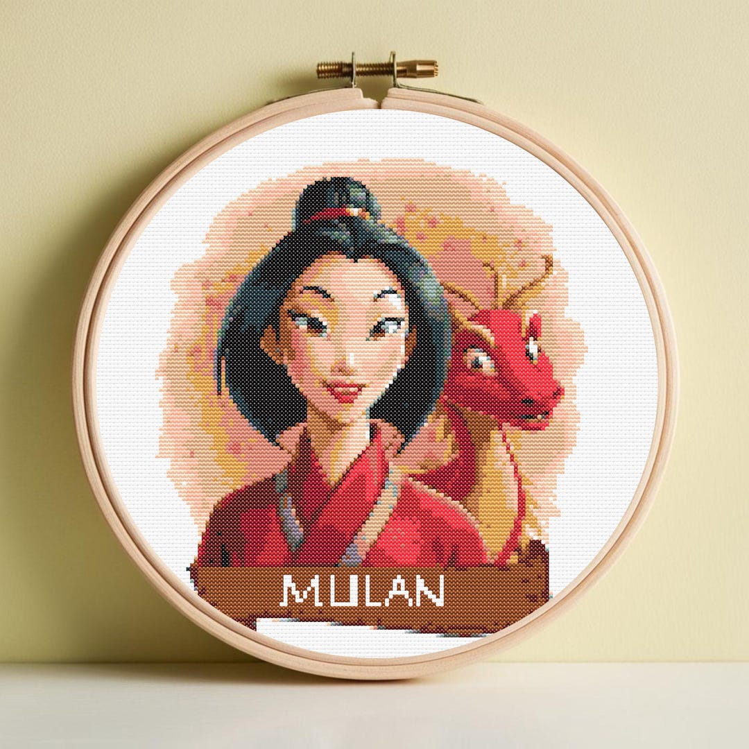 Mulan and Dragon Cross Stitch Pattern – Hard 144x144 Stitches, 22 ...