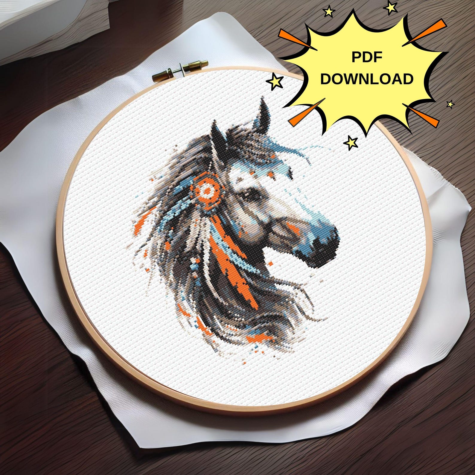 Native American Horse Cross Stitch Pattern - Downloadable Digital ...