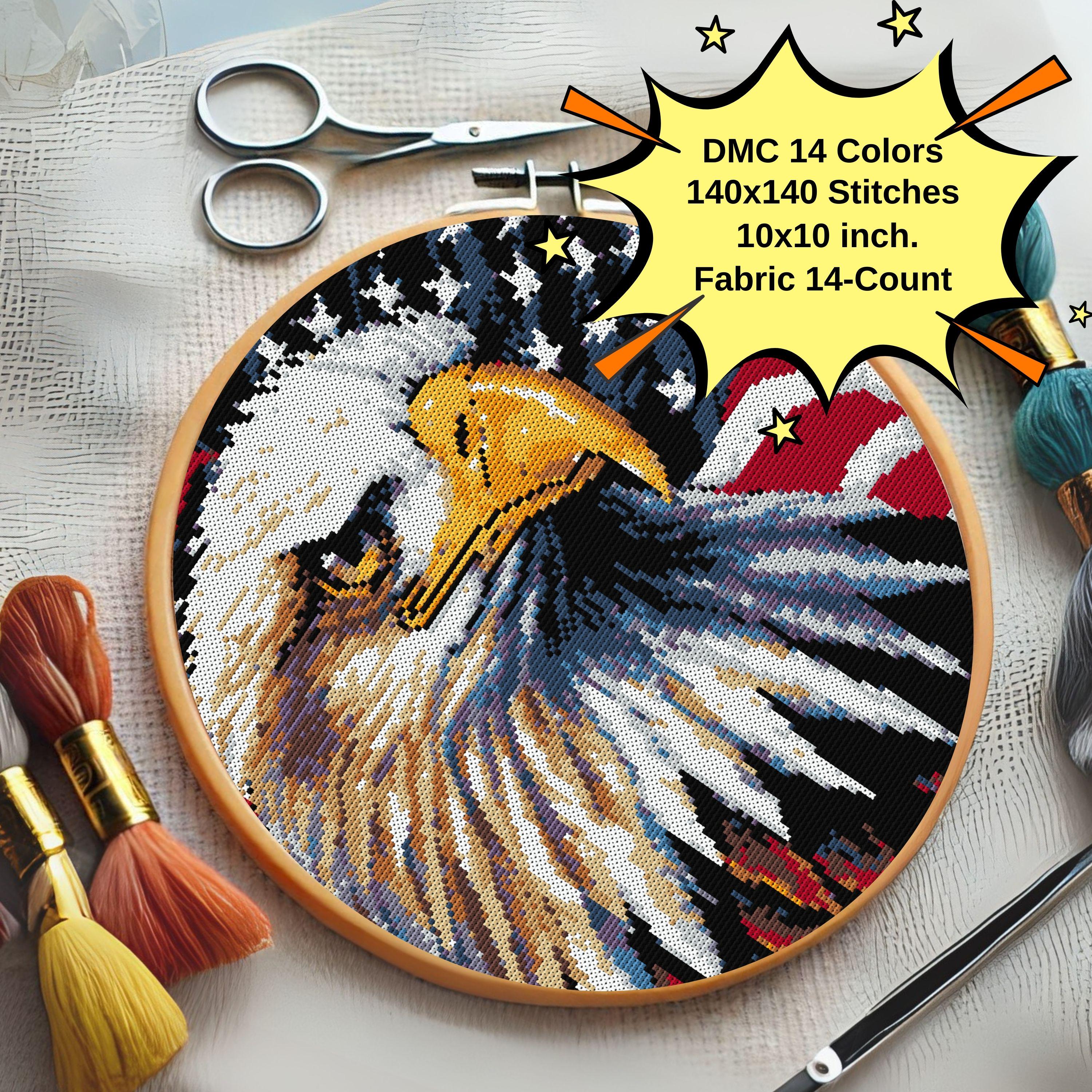 American Bald Eagle Cross Stitch Pattern - Patriotic Digital Printed ...