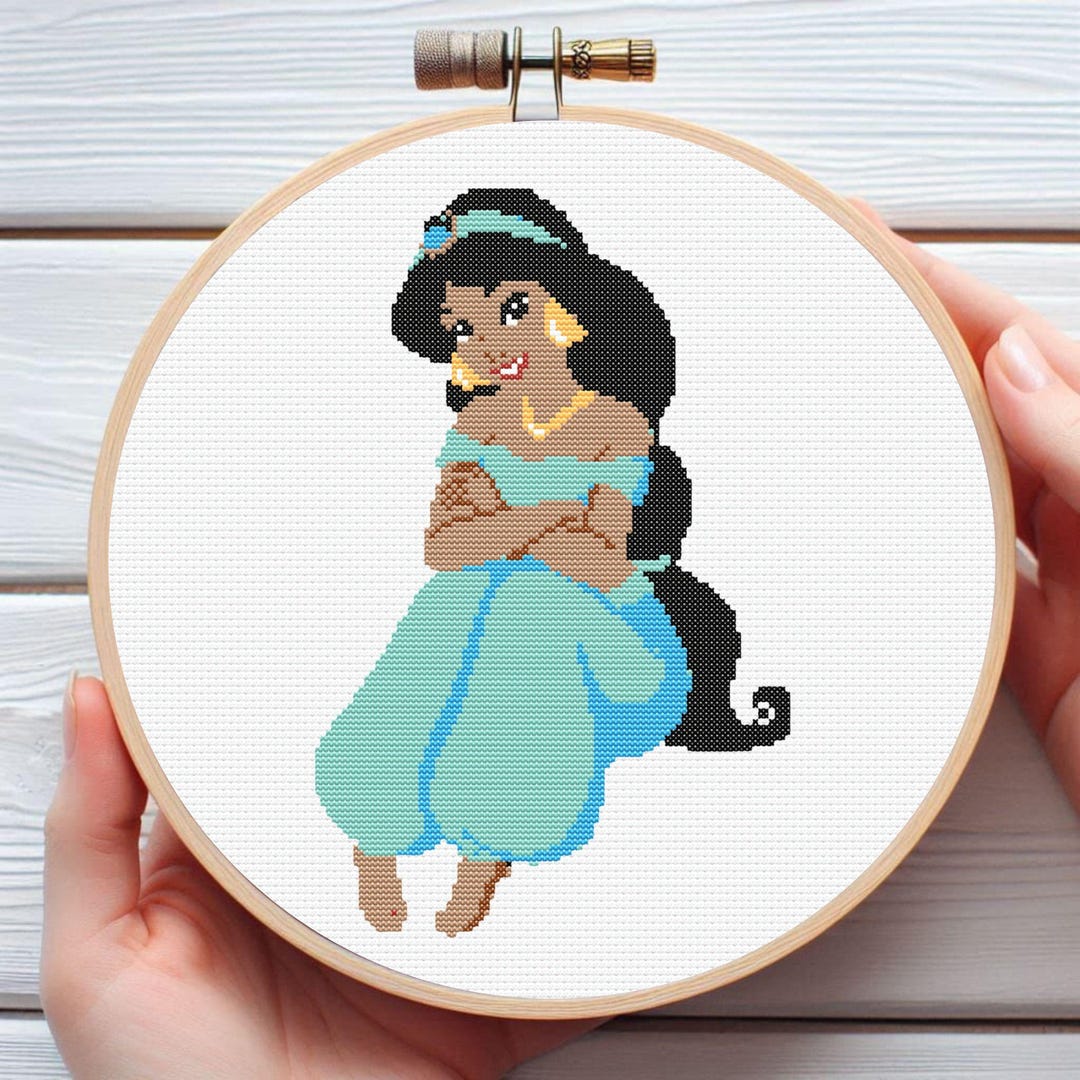 Princess Jasmine Cross Stitch Pattern: 8-color Minimalist Design (PDF ...