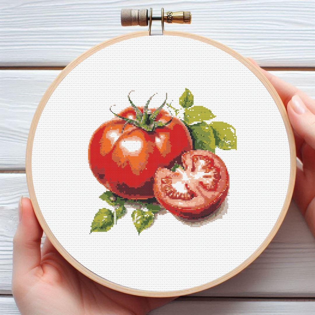 Tomato Cross Stitch Pattern - 17 Color Photo-realistic Vibrant Red ...