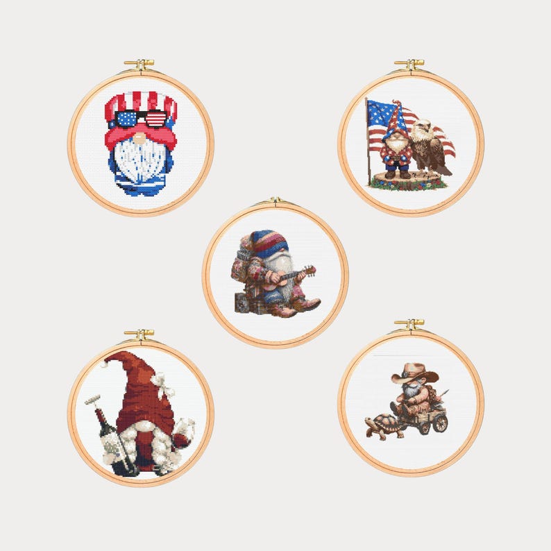 50-pack Mini Gnome Cross Stitch Pattern. Downloadable Printed Digital ...