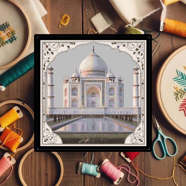 Taj Mahal Cross Stitch Pattern: India Travel Embroidery (PDF Design) - Etsy