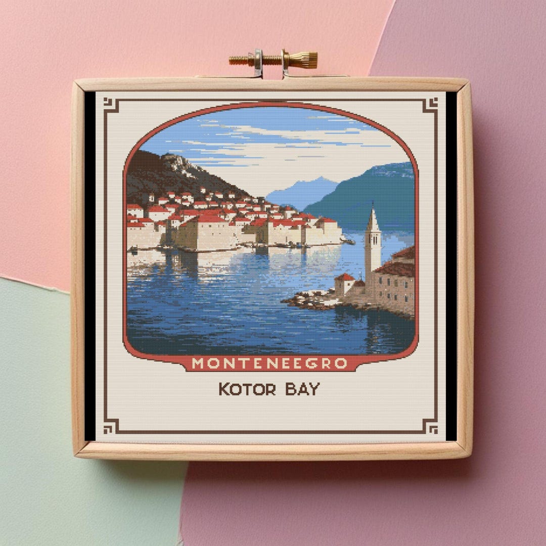 Kotor Bay Montenegro Cross Stitch Pattern: Travel Embroidery (PDF) - Etsy