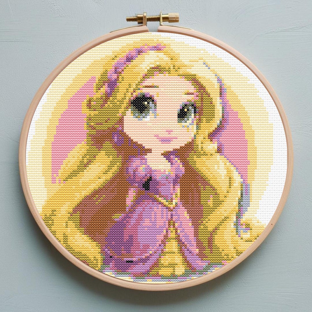 Princess Rapunzel Cross Stitch Pattern – Circle Design – 120x120 ...
