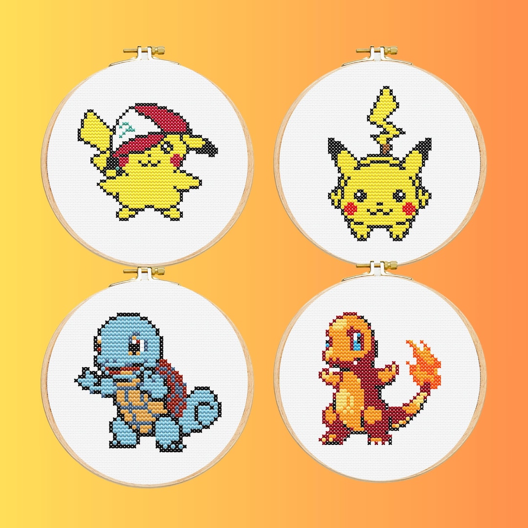 Tiny Pokémon Cross Stitch Pattern Pack | 4 Designs | 15x40 Stitches | 6 ...