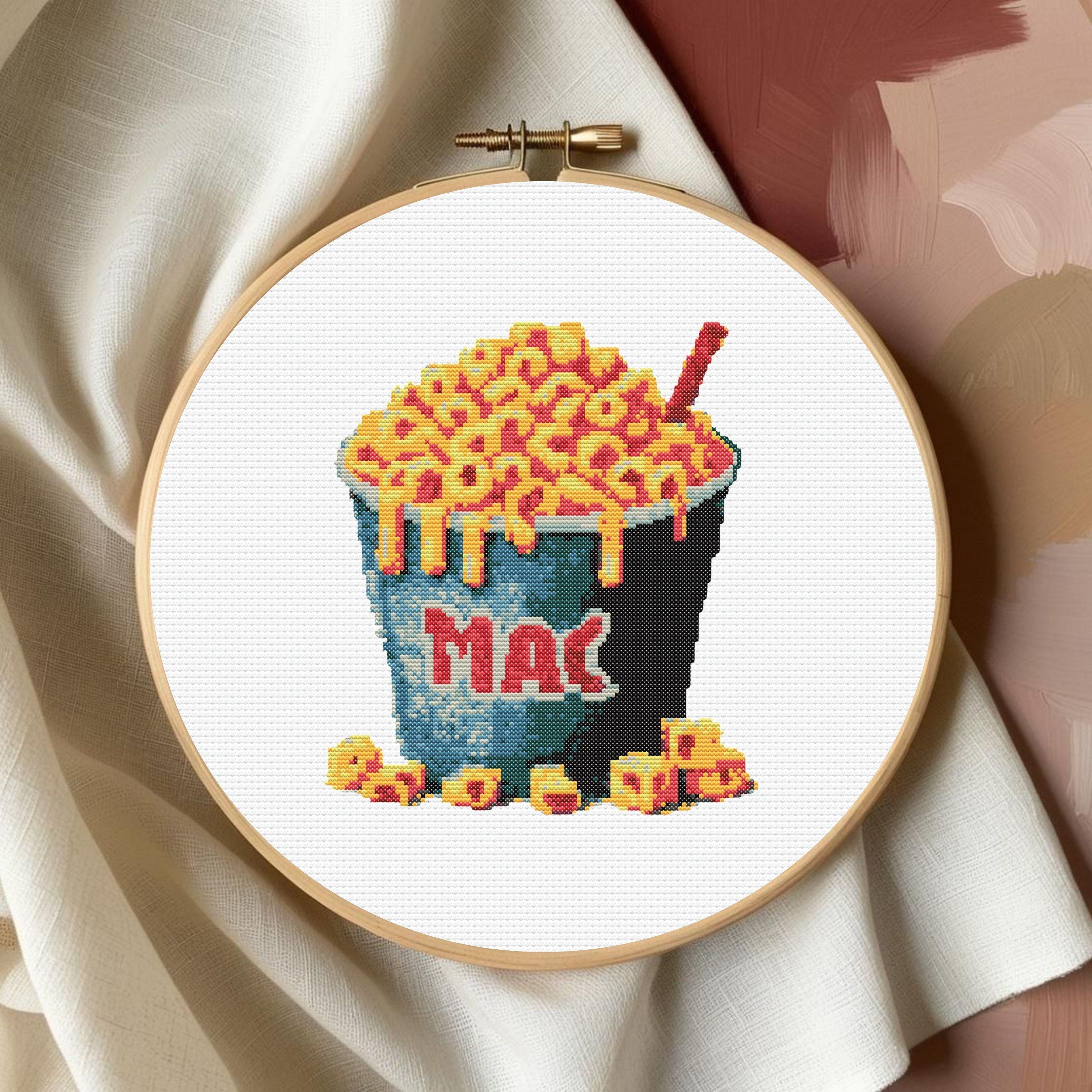 Mac & Cheese Cross Stitch Pattern: Retro Food Embroidery (PDF Pattern ...