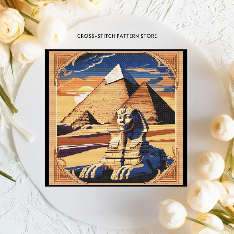 Giza Pyramids Egypt Cross Stitch Pattern - Downloadable Digital Printed ...