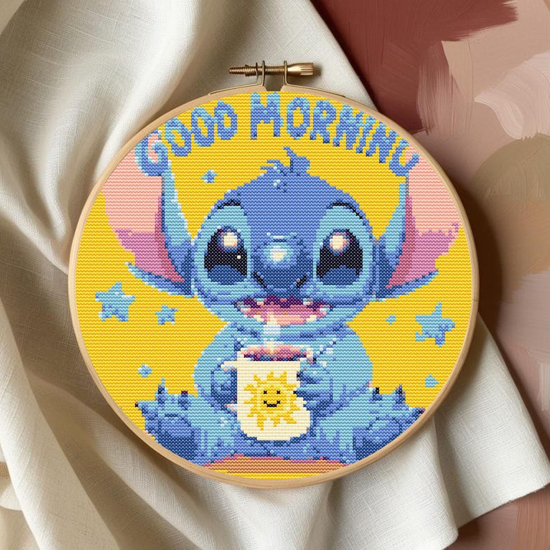 Good Morning Stitch Cross Stitch Pattern - 120x120 Stitches - Digital ...