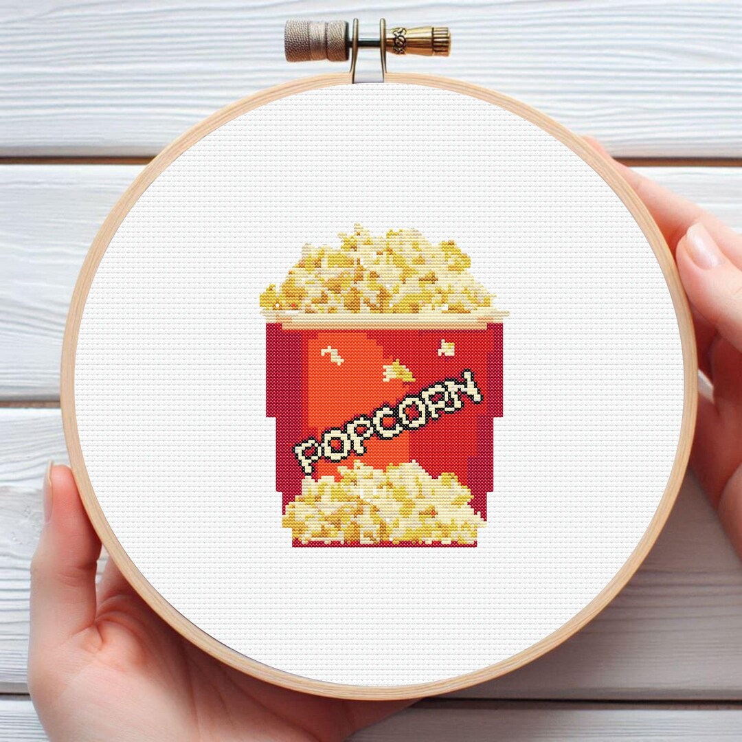 Popcorn Cross Stitch Pattern - Downloadable Digital Printed PDF Design ...