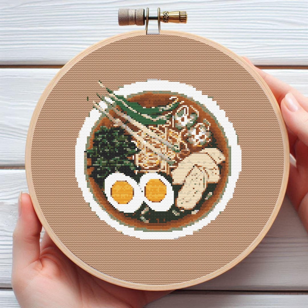 Ramen Bowl Cross Stitch Pattern - Japanese Food Embroidery (PDF ...