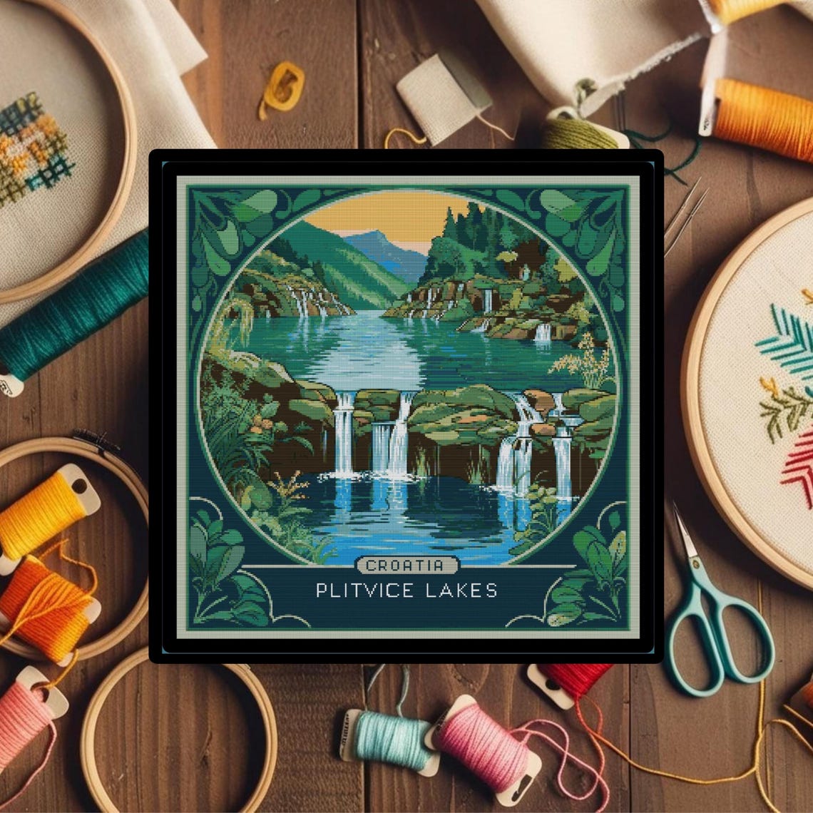 Plitvice Lakes, Croatia Cross Stitch Pattern: Travel Embroidery (PDF ...