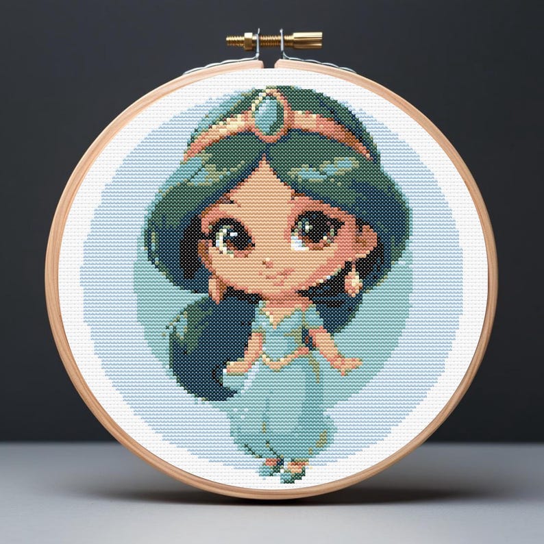 Princess Jasmine Cross Stitch Pattern – Circle Design – 120x118 ...
