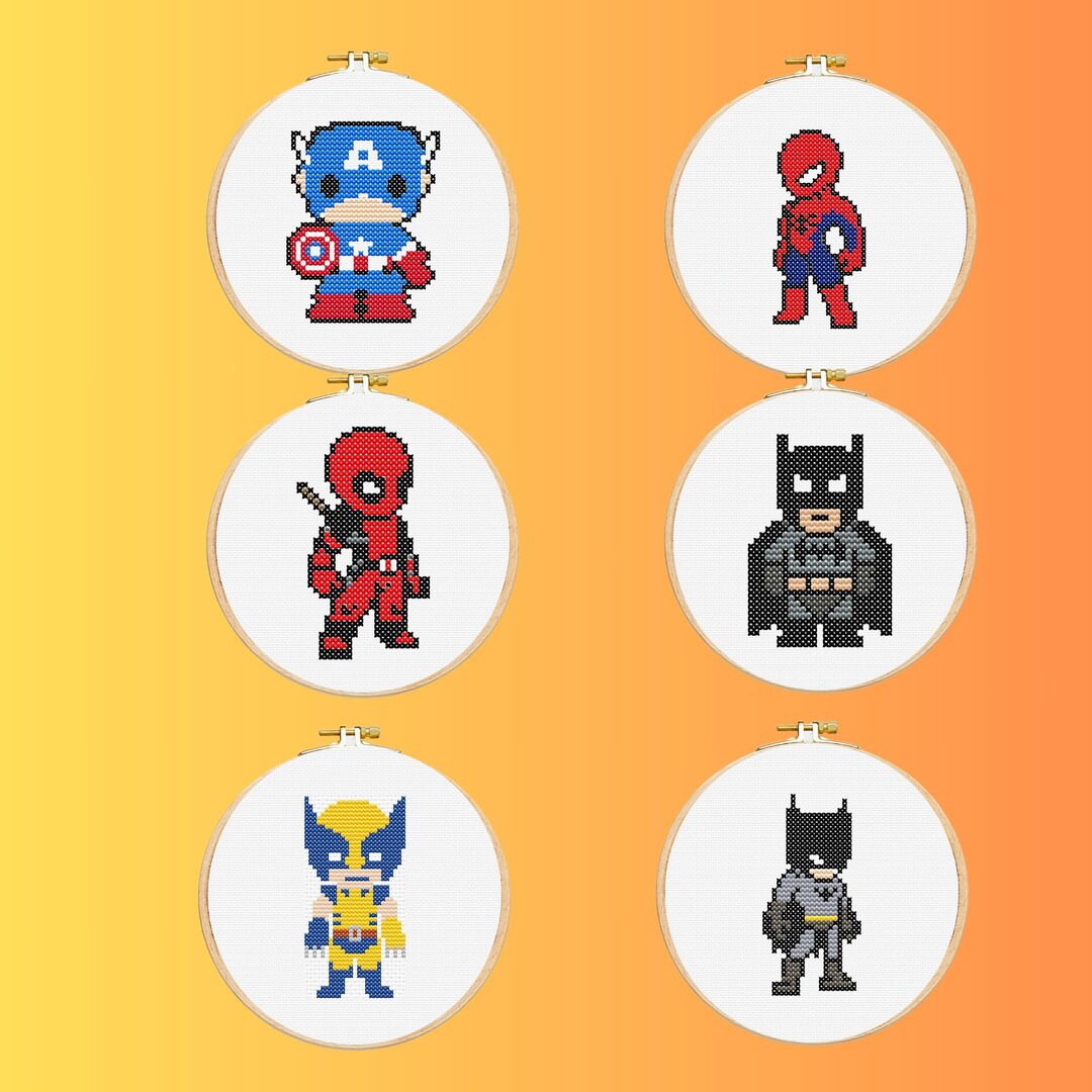 Mini Superhero Cross Stitch Pattern Pack | 6 Designs | 20x40 Stitches ...
