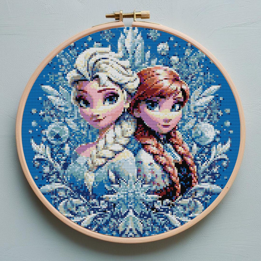 Elsa and Anna Cross Stitch Pattern | Digital Download PDF | 150x150 ...