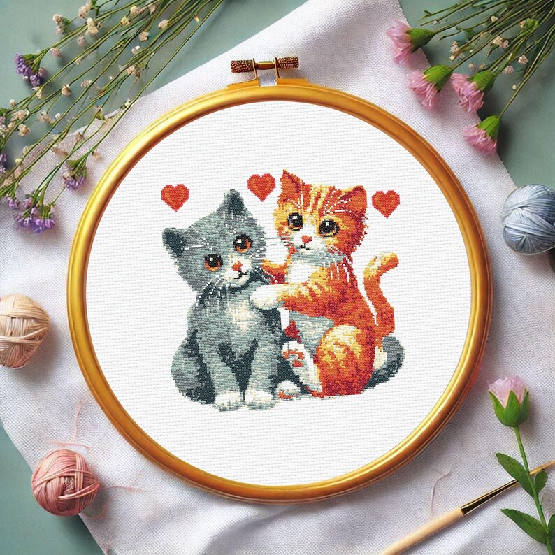 Cats Cross Stitch Pattern, Easy Beginner Design (PDF Pattern - Etsy