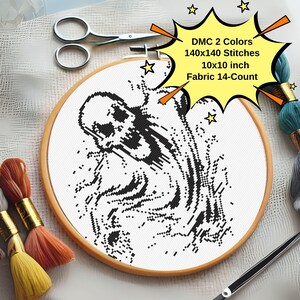 Scary Ghost Cross Stitch Pattern - Downloadable Digital Printed PDF ...