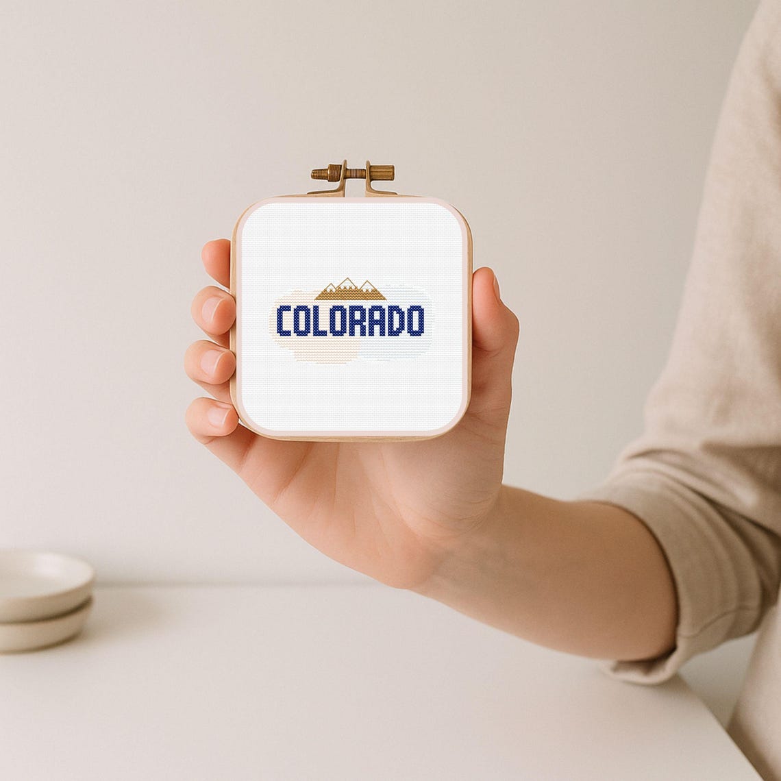 Tiny Colorado Cross Stitch Pattern | Minimalist Mountain Landscape 5 ...