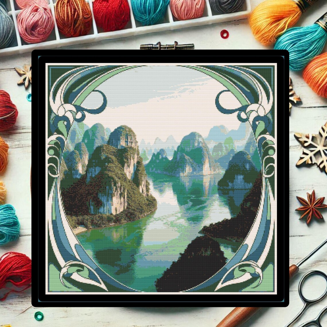 Guilin China Landscape Cross Stitch Pattern (digital PDF) - Etsy