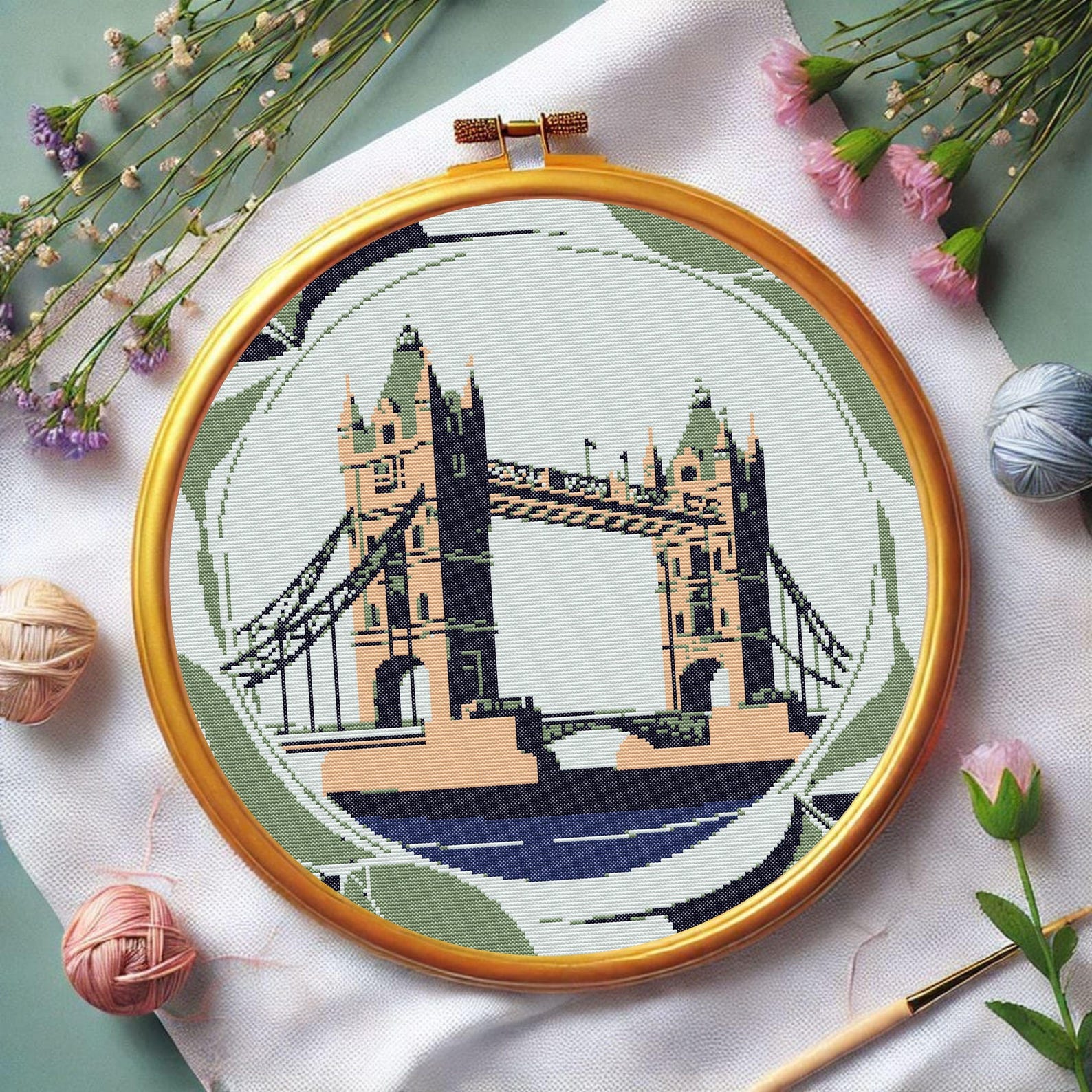 London Bridge Cross Stitch Pattern - Downloadable Digital Printed PDF ...