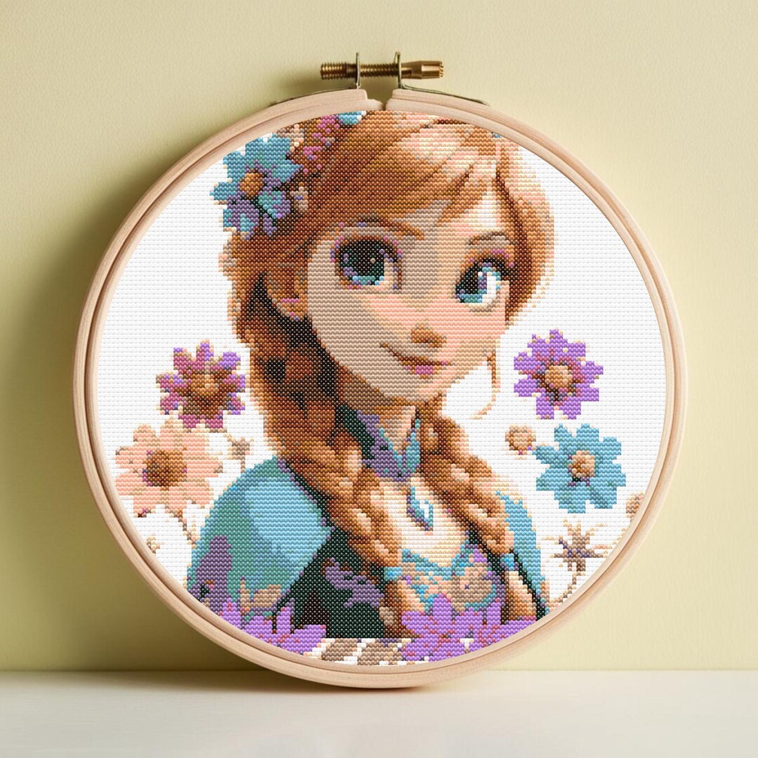 Floral Princess Anna Cross Stitch Pattern: Frozen-inspired (PDF ...