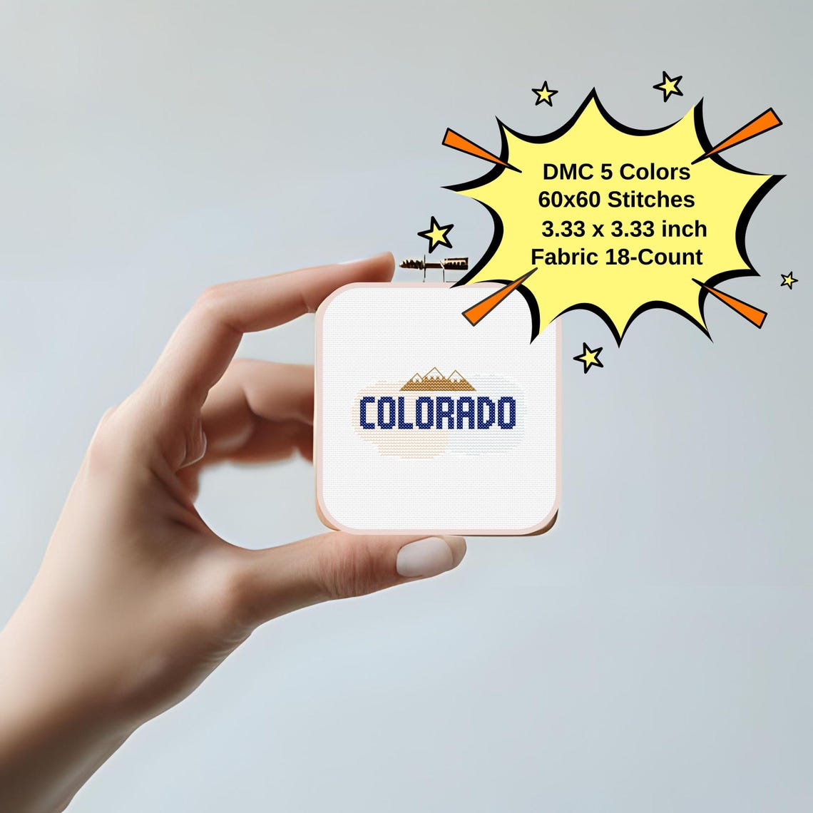 Tiny Colorado Cross Stitch Pattern | Minimalist Mountain Landscape 5 ...