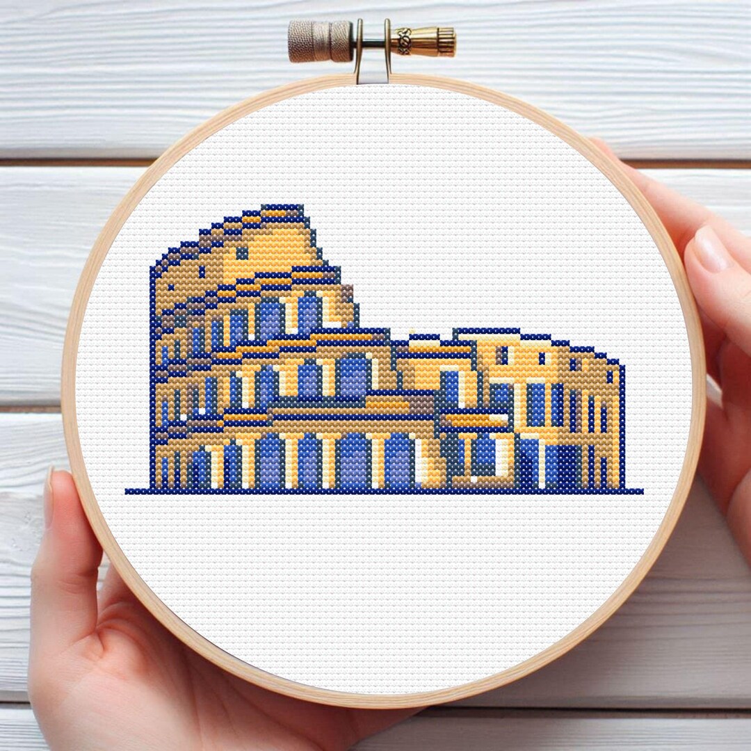 Colosseum Rome Easy Cross Stitch Pattern -downloadable Digital Printed ...