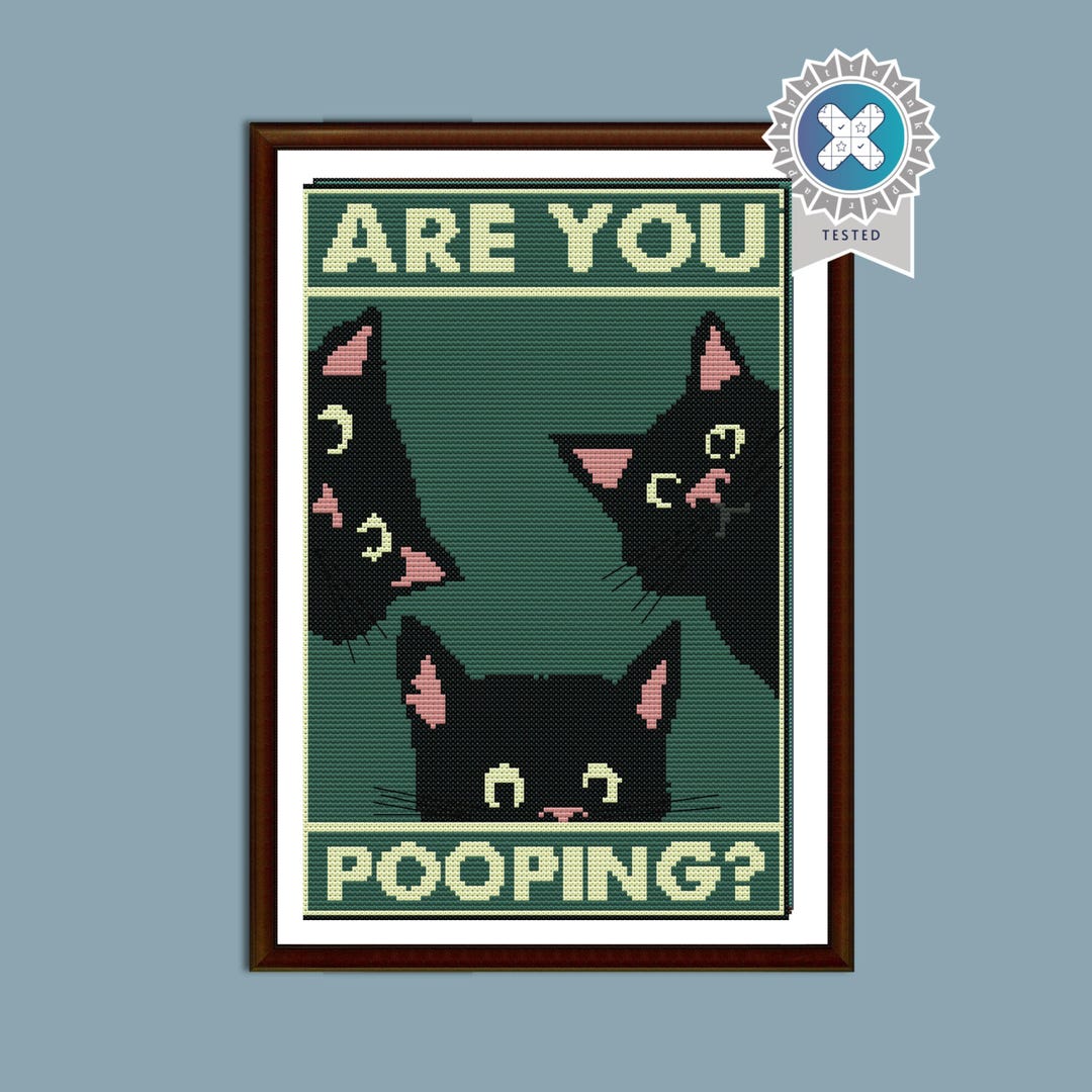 Are You Pooping? Funny Cats Cross Stitch Pattern - Downloadable Printed ...