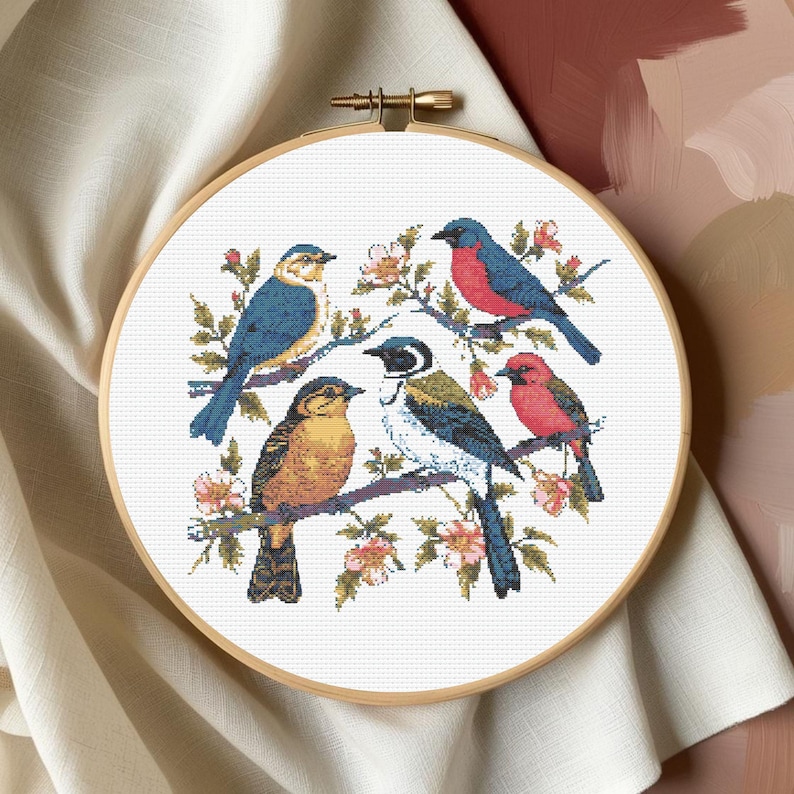 Birds Cross Stitch Pattern - Downloadable Digital Printed PDF Design - Etsy