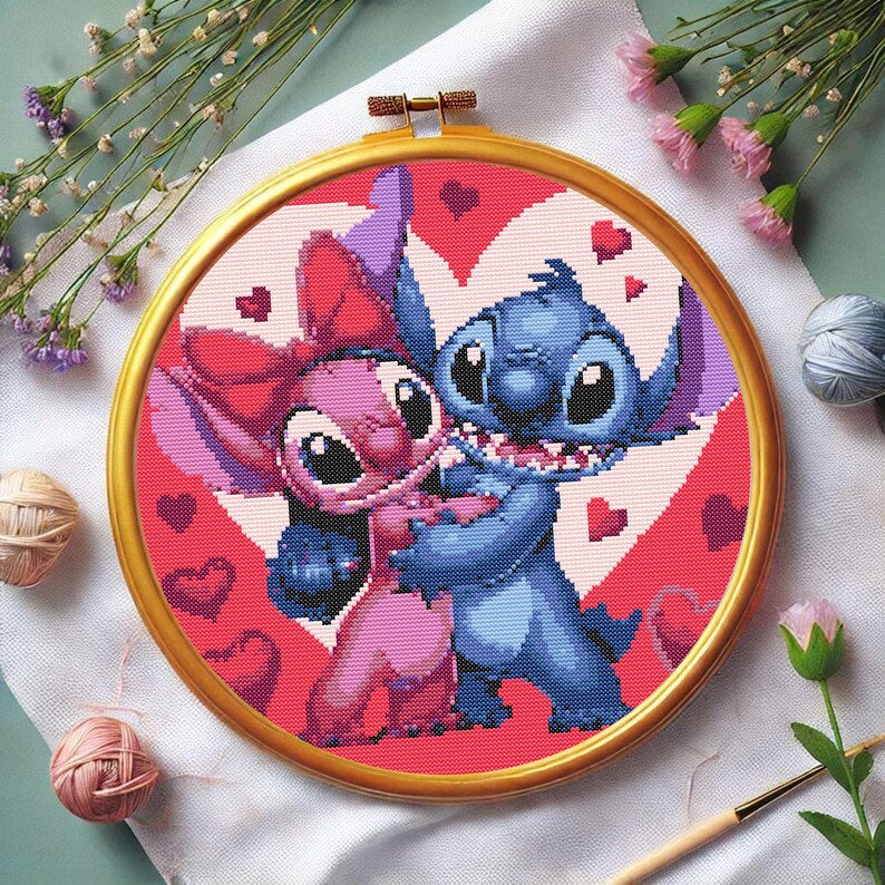 Stitch and Angel Heart Cross Stitch Pattern - 140x140 Stitches ...