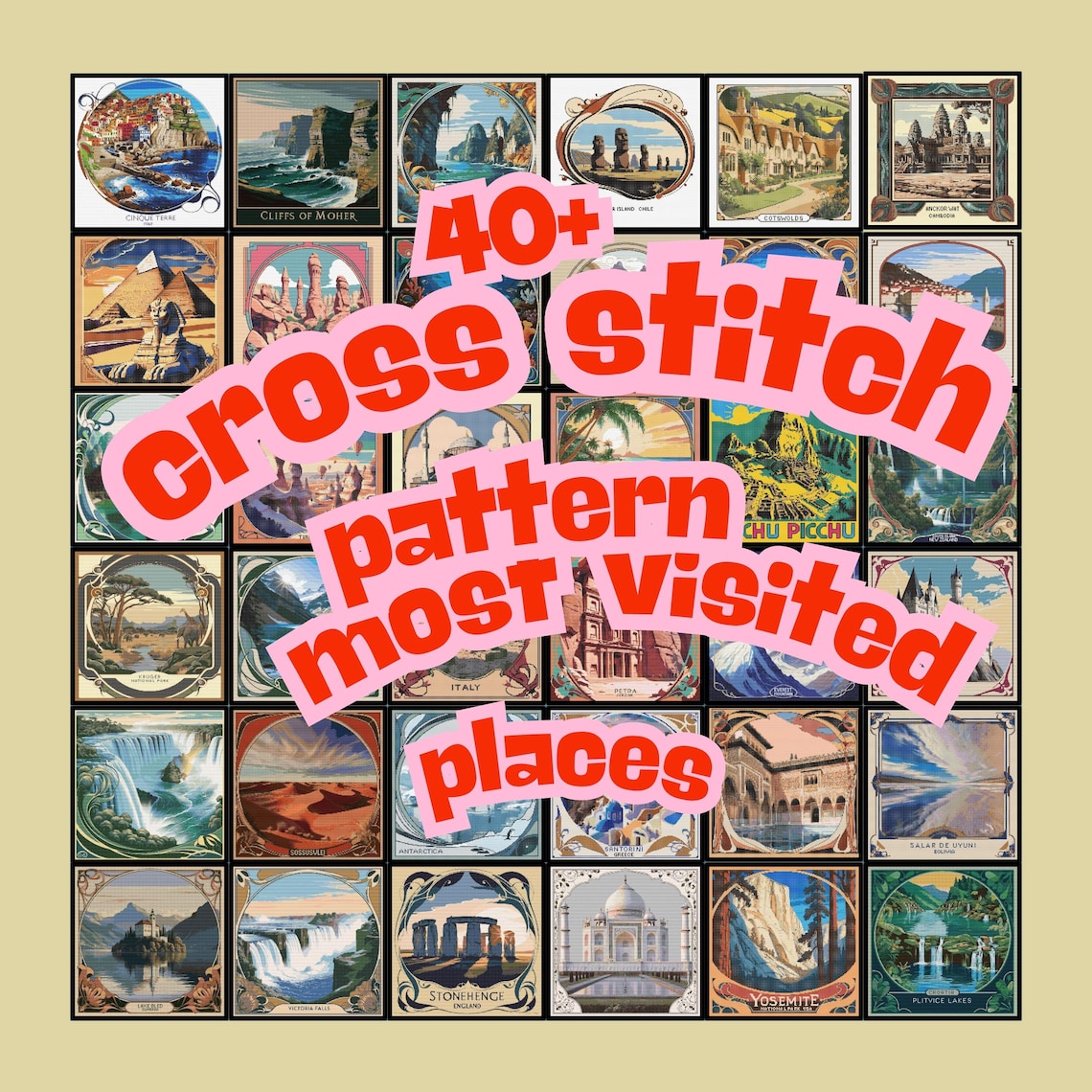 40+ Most Visited Places Cross Stitch Pattern Bundle - Downloadable ...
