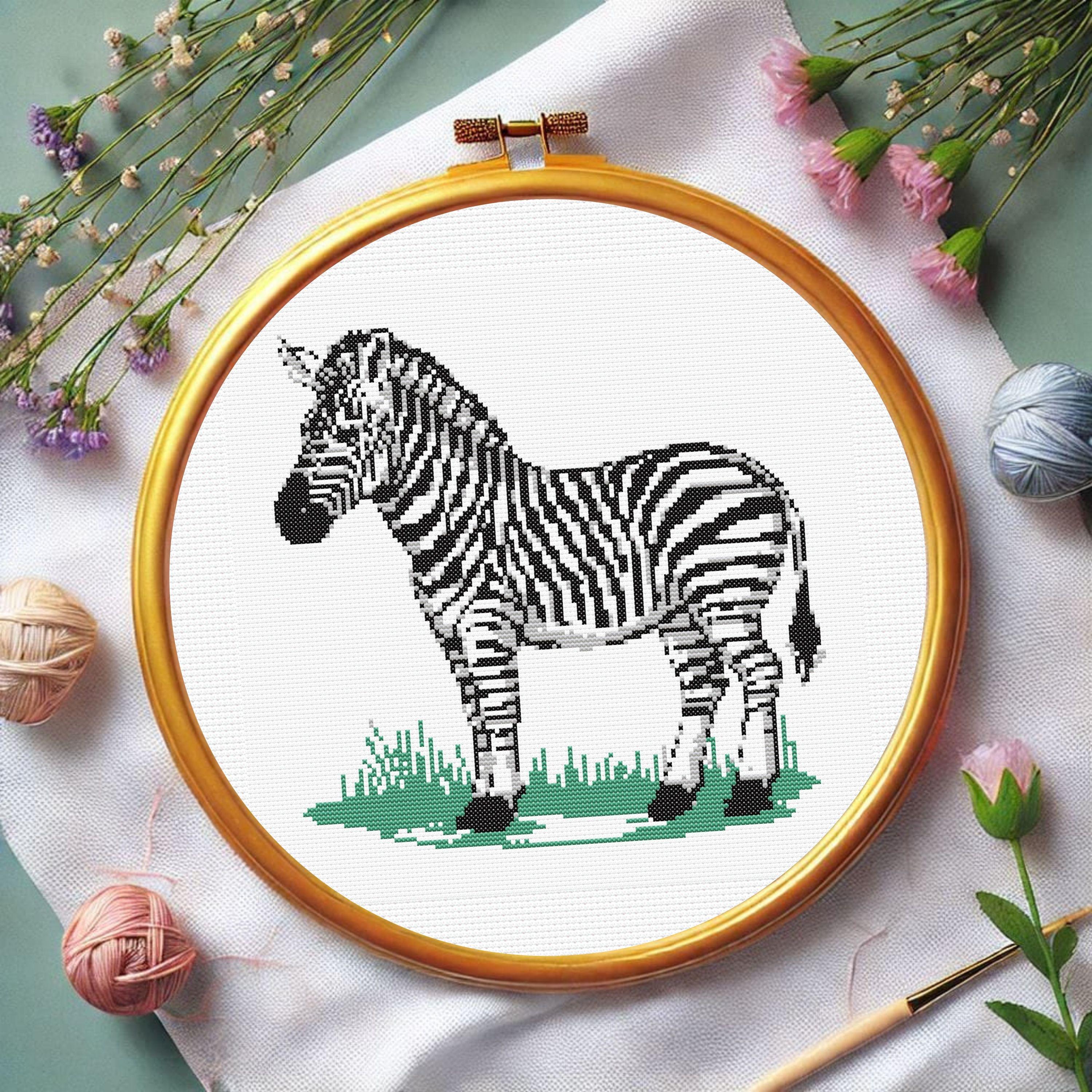 Zebra Cross Stitch Pattern - Downloadable Digital Printed PDF Design - Etsy