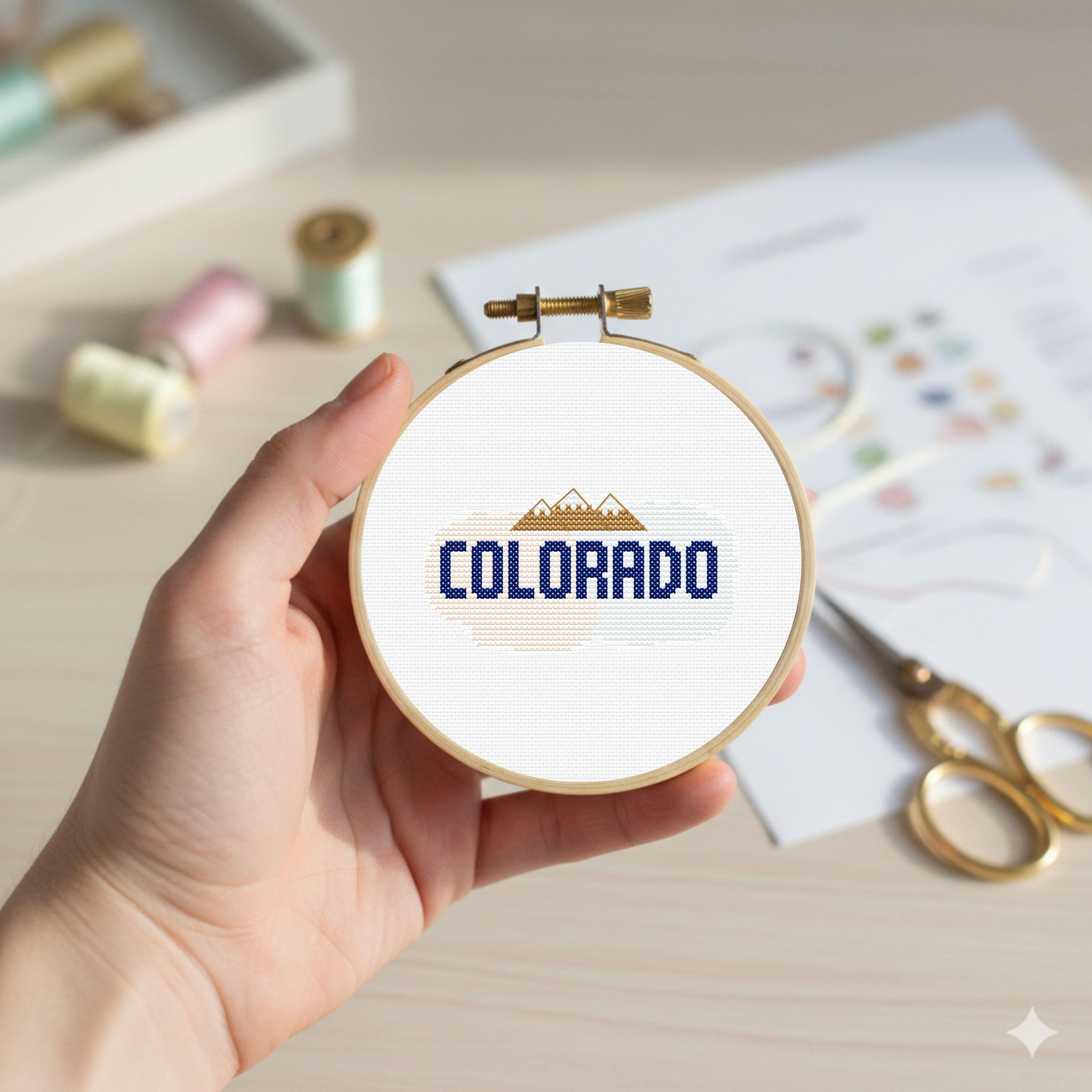 Tiny Colorado Cross Stitch Pattern | Minimalist Mountain Landscape 5 ...